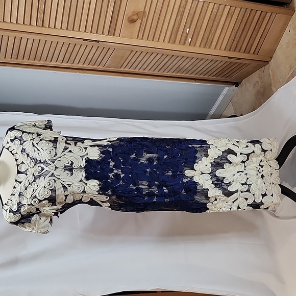 JS Collections | Dresses | Js Collections Blue And White Lace Gown ...